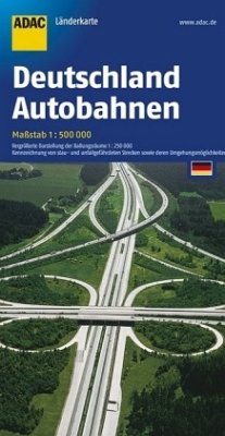 ADAC Karte Deutschland Autobahnen. German motorways - Landkarten bei ...