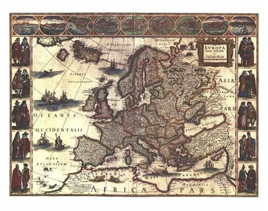 Blaeu's Map of Europe von 1620 (Digitaldruck), Planokarte - Landkarten ...