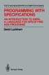Programming with Specifications von David Luckham - Fachbuch - bücher.de