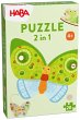 HABA 2010075001 - Puzzle 2in1, Schmetterling, 2-seitiges Holzpuzzle, 20 ...