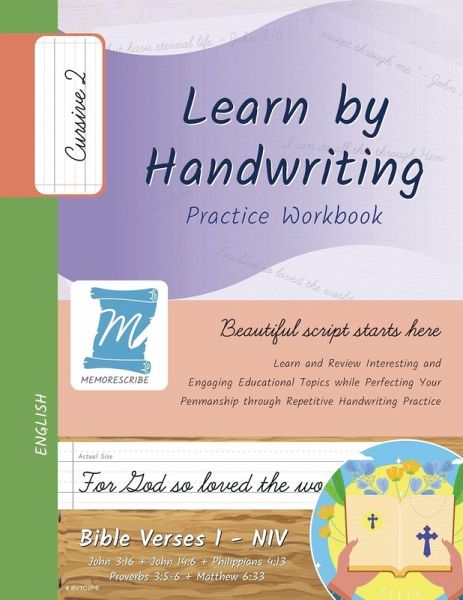 Handwriting Practice Workbook - Bible Verses 1 - NIV - Cursive, Level 2 ...