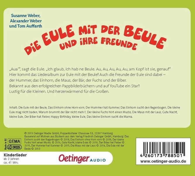 Die Eule mit der Beule und ihre Freunde Liederalbum von Susanne Weber ...