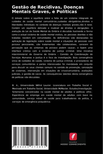 Gestão de Recidivas, Doenças Mentais Graves, e Políticas von Sherry ...