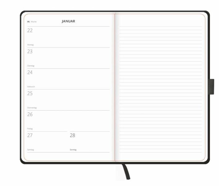 Kombitimer 2024 mittel. Schwarzer Terminkalender 2024. Buch-Kalender ...